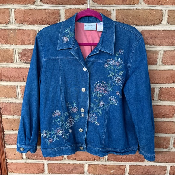 Alfred Dunner | Jackets & Coats | Denim Jean Jacket With Floral ...